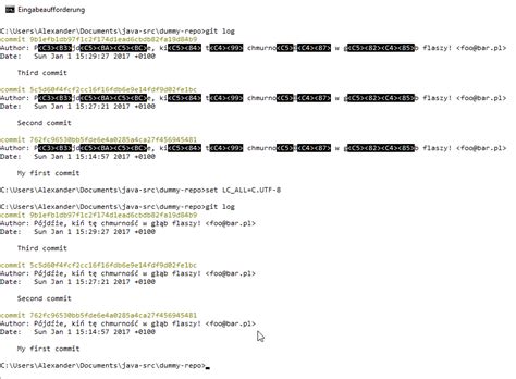Git Log Output Encoding Issues In Windows 10 Cli Terminal Stack