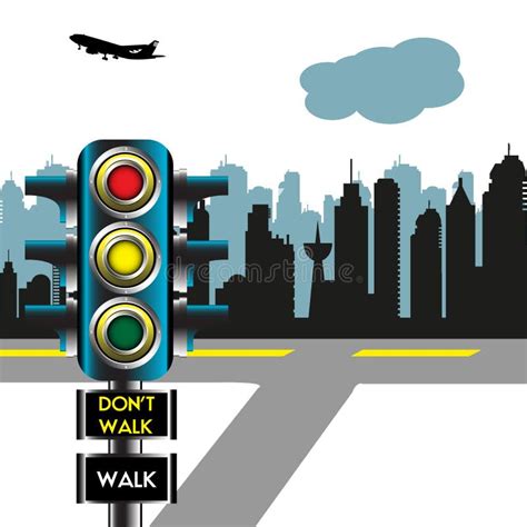 Traffic Lights In The City Stock Vector Illustration Of Direction