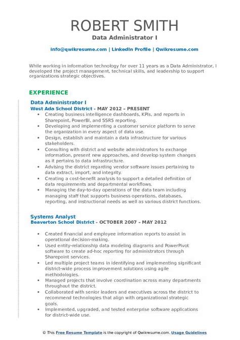10 Data Administrator Resume Samples And Templates For 2025