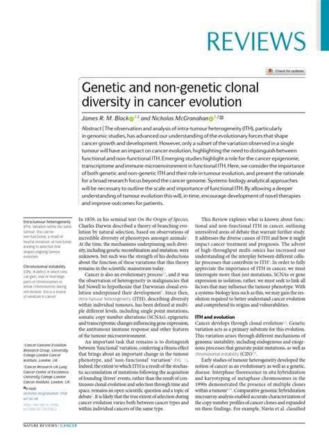 Clonal Diversity And Evolution In Cancer Download Free Pdf