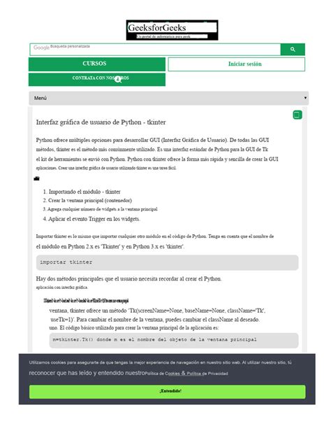 Interfaz Gráfica En Python Con Tkinter Pdf Interfaces Gráficas De