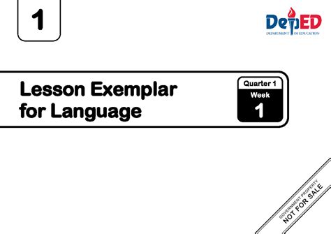 Le Language 1 Q1 W1 1 Lesson Exemplar For Language Week 1 Quarter 1