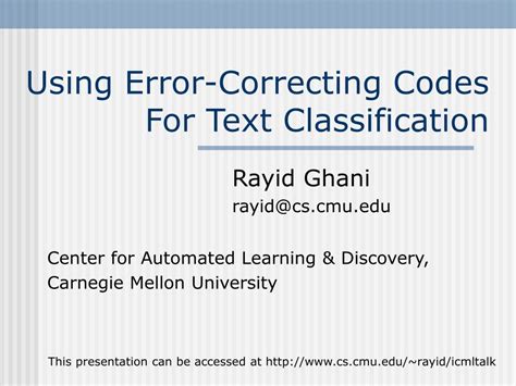 Ppt Using Error Correcting Codes For Text Classification Powerpoint