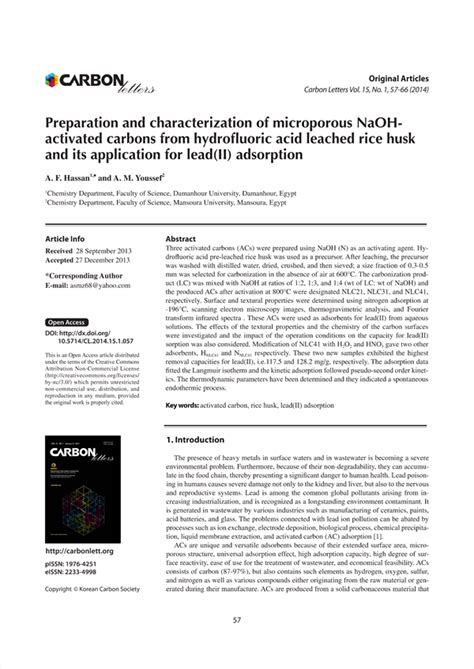 Preparation And Characterization Of Microporous Naoh Activated Carbons From Hydrofluoric Acid