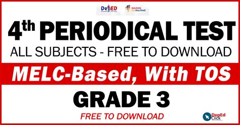 4th Periodical Test Grade 3 Sy 2022 2023 Melc Based Free To Download Deped Click