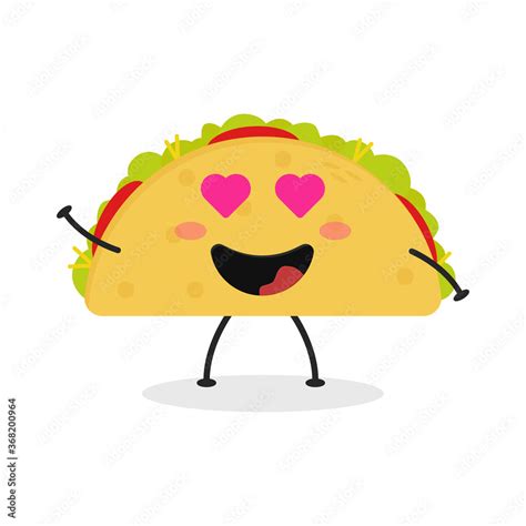 Cute Flat Cartoon Taco Illustration Vector Illustration Of Cute Taco