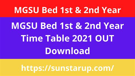 Mgsu Bed 1st And 2nd Year Time Table 2021 Out Download Sunstarup