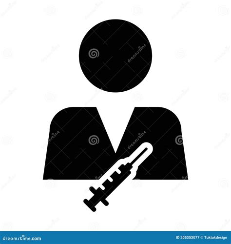 Vaccine Icon Vector With Injection Syringe Male User Person Profile