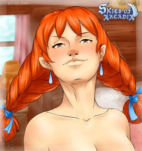 Rule 34 1girls Aika Skies Of Arcadia Bangs Bedroom Blush Breasts Cleavage Ear Piercing