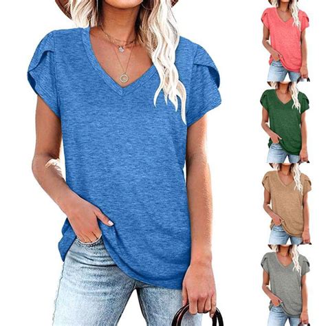 Womens Casual Summer Tops Plus Size Fashion Clothes Short Sleeve Tee