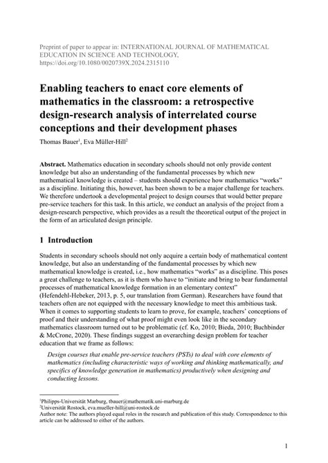 Pdf Enabling Teachers To Enact Core Elements Of Mathematics In The