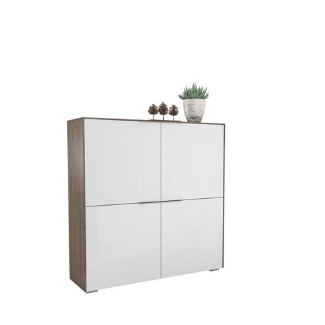 Möbelando Schuhschrank 2444 Aus Spanplatte Glas In Walnuss Weißglas