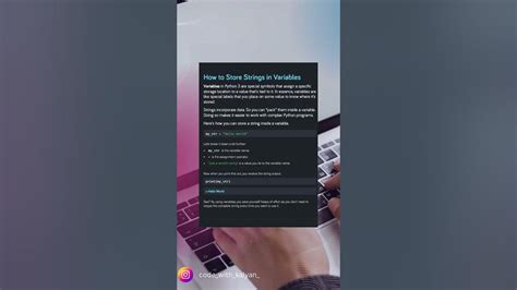 How To Store String In Variables Python Coding Reels Strings Pythonvariable Variables
