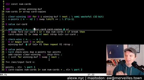 advent of code day 4 in forth dusk os scratchcards youtube