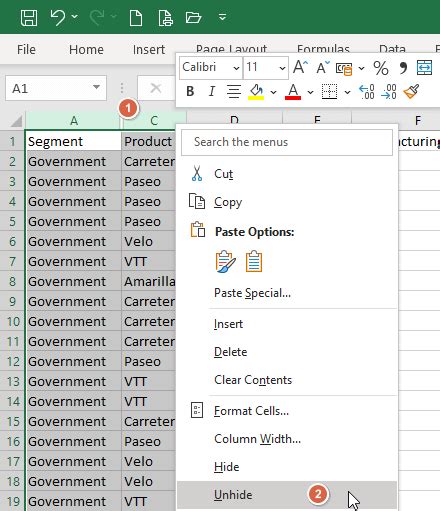 Hide Or Unhide Columns And Rows ExcelBaby