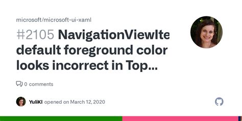 NavigationViewItem Default Foreground Color Looks Incorrect In Top Mode Issue