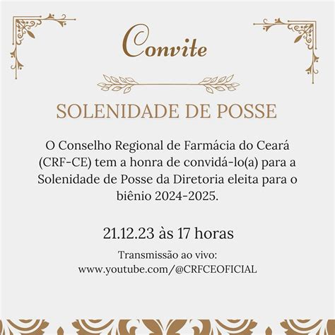 Convite Solenidade De Posse Crf Ce