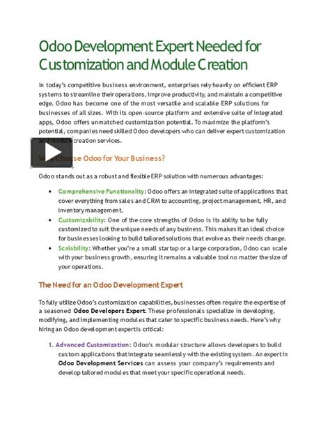 Ppt Odoo Development Expert Needed For Customization And Module Creation Powerpoint