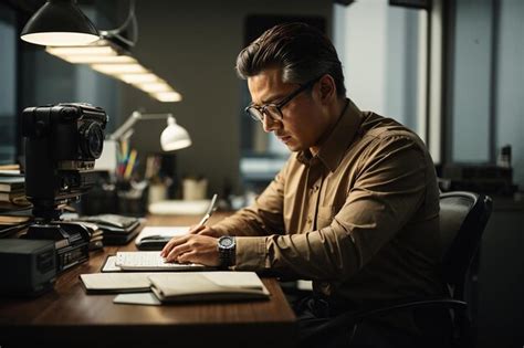 Premium AI Image Medium Shot Man Working At Desk