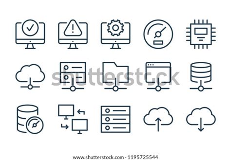 Computing Server Network Connection Line Icons Stock Vector Royalty Free 1195725544 Shutterstock