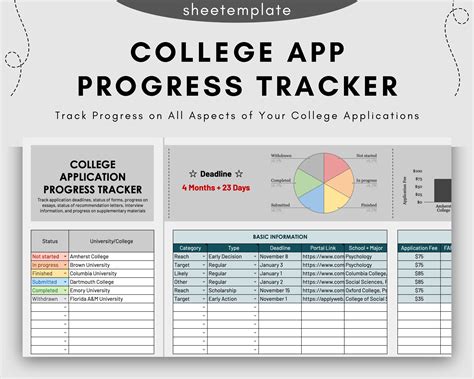 College Application Progress Tracker Track Deadlines Essays