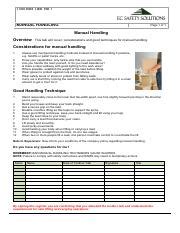 Essential Techniques For Safe Manual Handling Tool Box Talk Course Hero