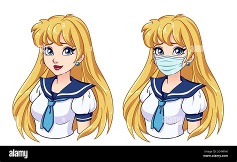 Ragazza Anime Con Capelli Biondi E Occhi Gialli Ragazza Anime Con Capelli Biondi E Occhi Gialli