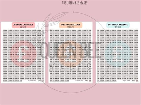 Printable 2p Saving Challenge Penny Savings Challenge Etsy