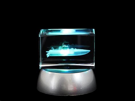 3D Laser Kristall-Quader Leucht-Sockel Deko Geschenk Glasblock viele ...