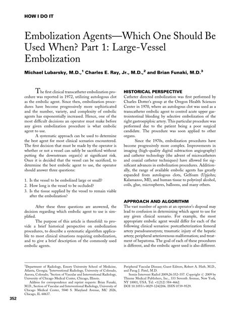 Pdf Embolization Agents—which One Should Be Used When Part 1 Large
