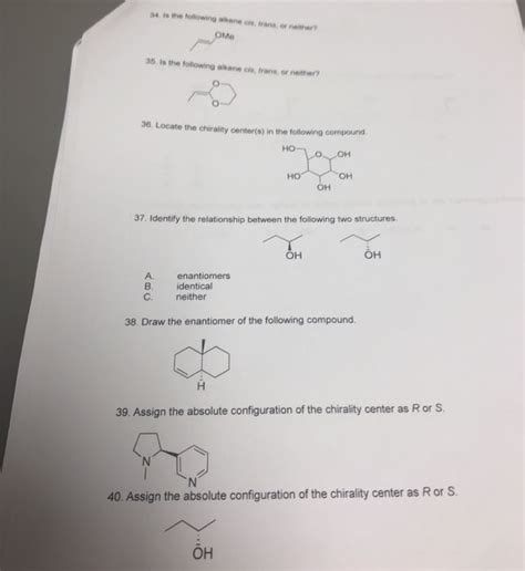 Solved 34 Is The Following Alkene Cis Trans Or Neither Me