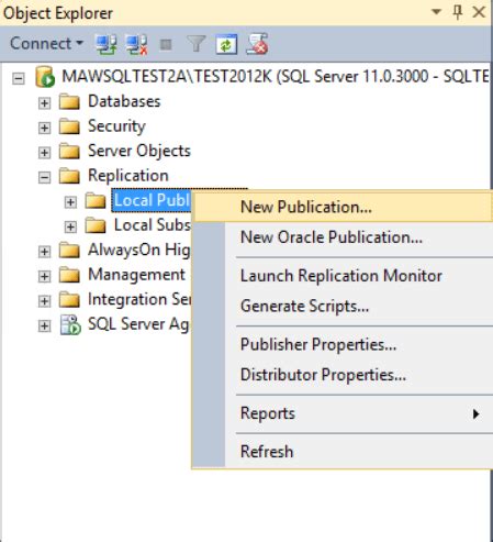 Setting Up A Publication For Transaction Replication Sqlservercentral