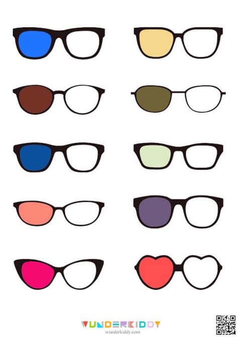 Printable Glasses Color Matching Activity For Kindergarten