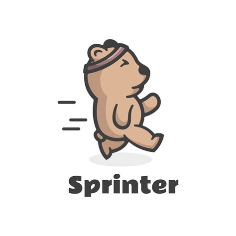 로고 일러스트 스프린터 간단한 마스코트 스타일 프리미엄 벡터