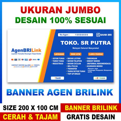 BANNER SPANDUK AGEN BRILINK JUMBO ASLI ATM BERSAMA UKURAN X CM TERMURAH Lazada Indonesia