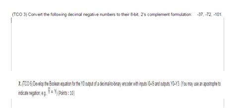 solved convert the following decimal negative numbers to