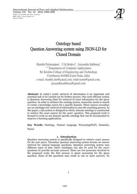 pdf ontology based question answering system using json ld for closed