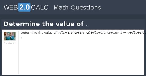 View Question Determine The Value Of