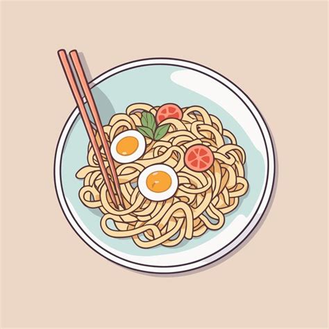 Ilustración Vectorial De Dibujos Animados De Fideos Vector Premium