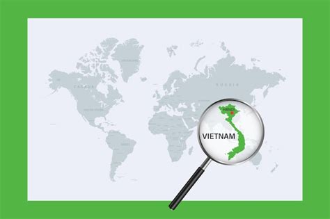 Carte Du Vietnam Sur La Carte Du Monde Politique Avec Loupe Vecteur