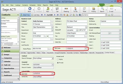 Edit Date Field In Top Half And Contact Access Tab