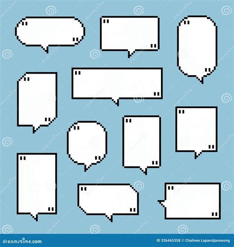 Collection Set Of Retro Game 8bit Pixel Speech Bubble Balloon Black And