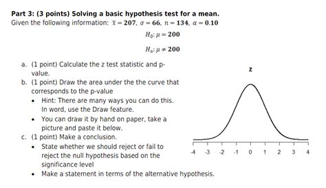 Solved Part 3 3 Points Solving A Basic Hypothesis Test