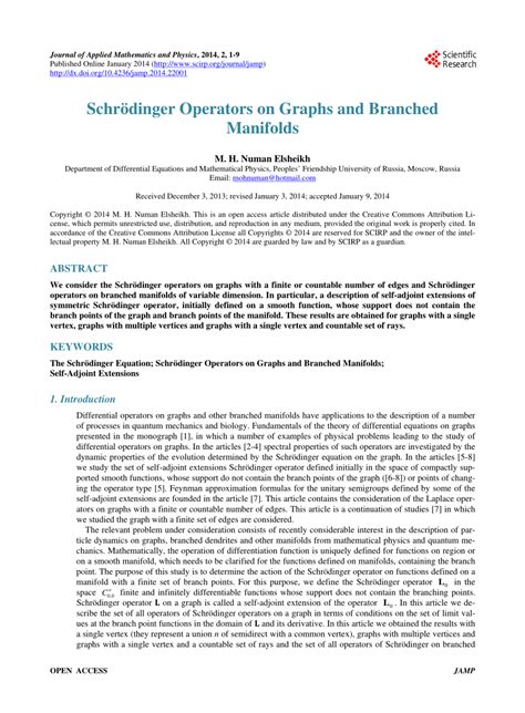 Pdf Schrödinger Operators On Graphs And Branched Manifolds