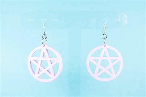 Pastel Pentagram Acrylic Laser Cut Earrings Witchy Wiccan Etsy