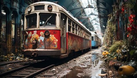 Premium Ai Image Old Railroad Station Platform Crowded Rush Hour
