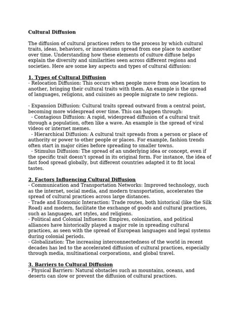 Cultural Diffusion Hg Pdf Globalization Trade