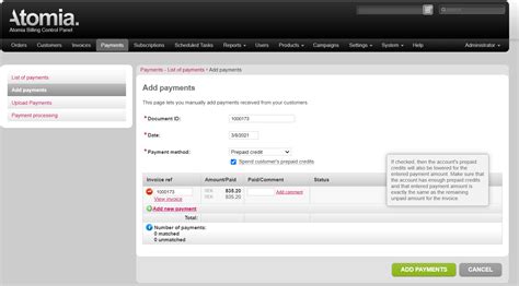 Configuring Prepaid Credits In Atomia Atomia Documentation