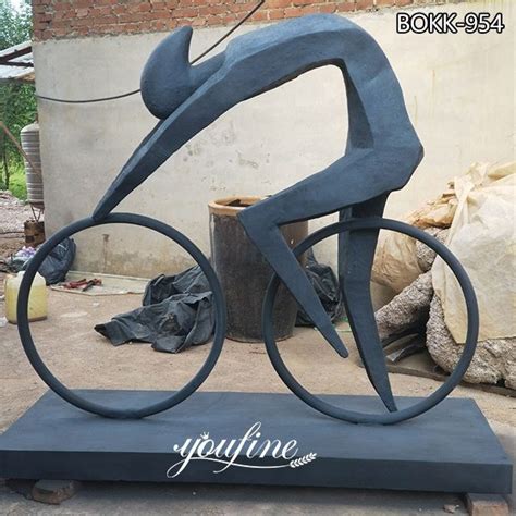 Modern Bronze Abstract Cyclist Sculpture Sports Lovers For Sale BOKK