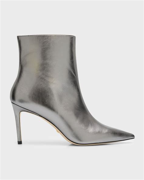 Stuart Weitzman Stuart Metallic Stiletto Ankle Booties Neiman Marcus